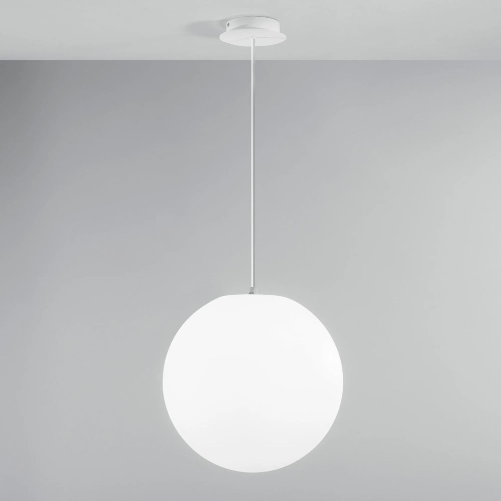 FAN I-GECO-SFERA-S40 Závěsné venkovní svítidlo Geco, bílá, 1 x E27, IP65, výška 150cm - FANEUROPE