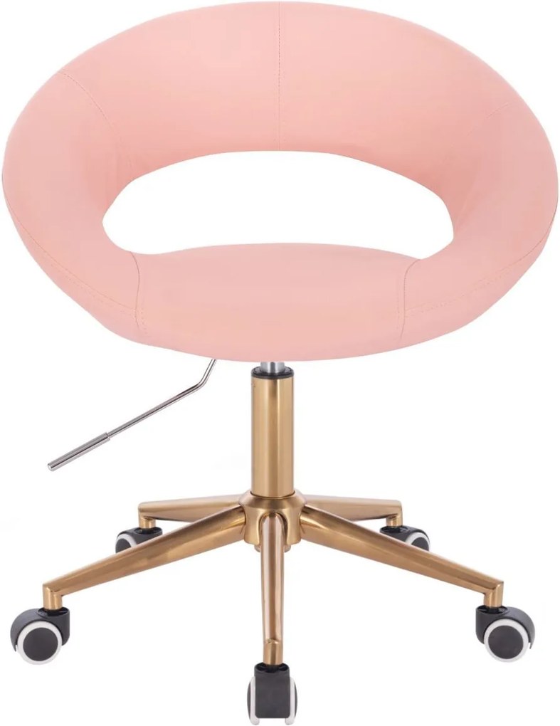 LuxuryForm Židle NAPOLI na zlaté podstavě s kolečky - růžová