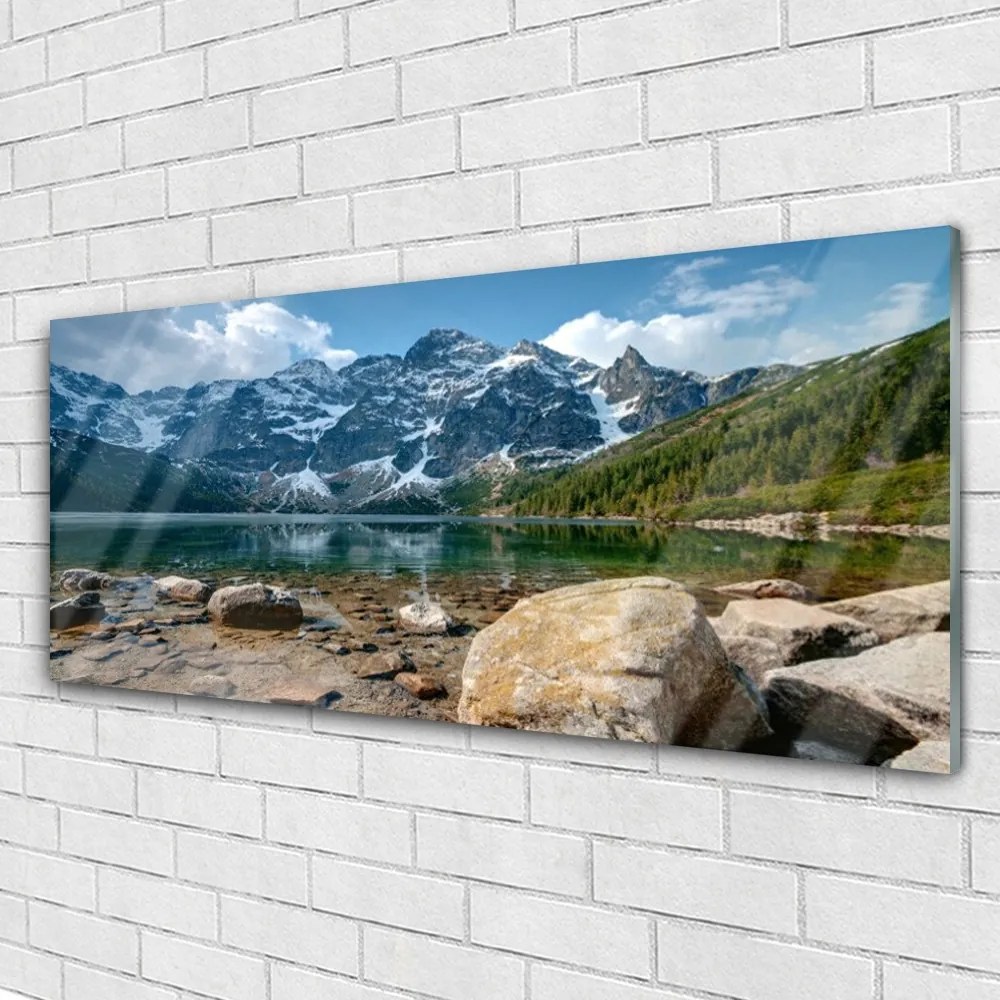 akrylový obraz Hora Jezero Krajina 125x50 cm