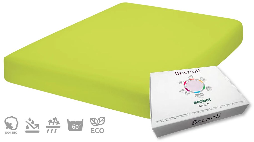 Nepropustné hyperprodyšné prostěradlo BelnoU ECOBEL 90x200 cm - zelená