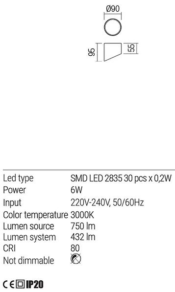Redo Stropní LED svítidlo Uto, ø9cm Barva: Černá