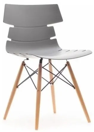 design4life Jídelní židle Twist Šedá - dřevěná podnož