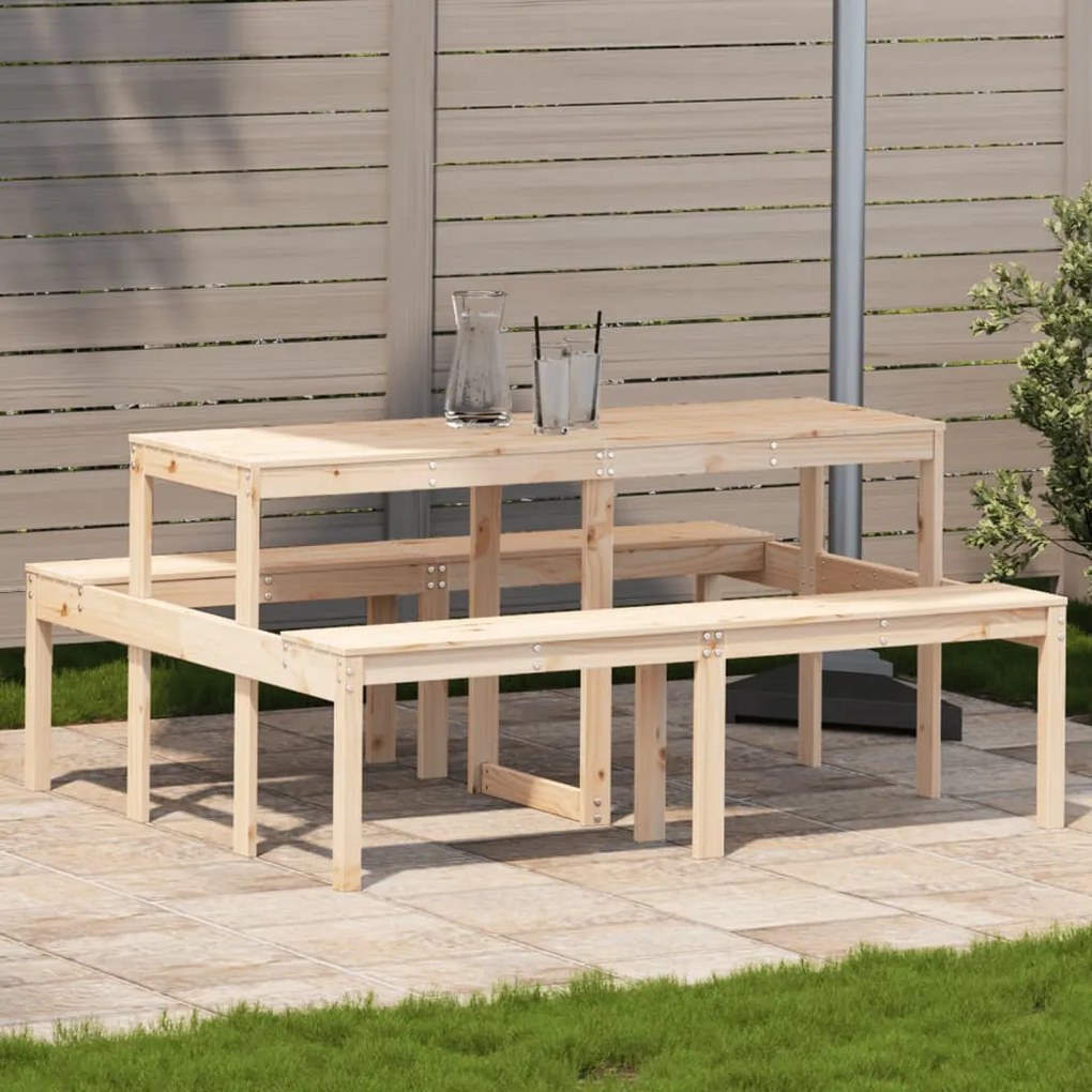 Piknikový stůl 160 x 134 x 75 cm masivní borové dřevo - Default Title