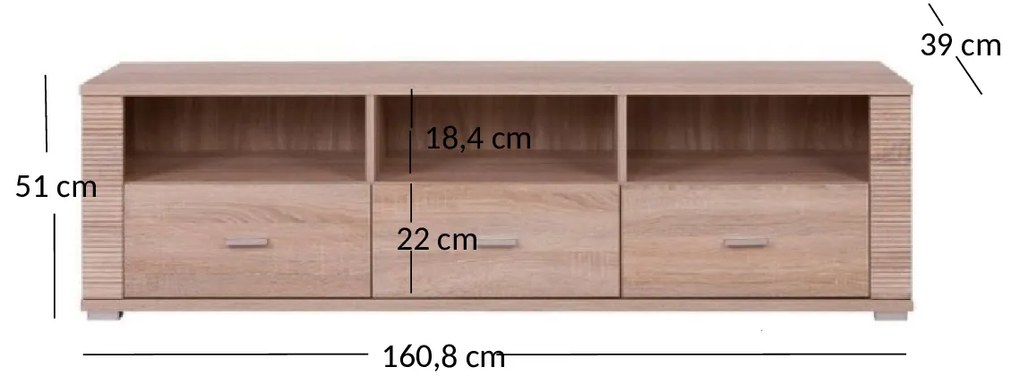 TV stolek/skříňka Gwenn 3S/160 (dub sonoma). 1052943