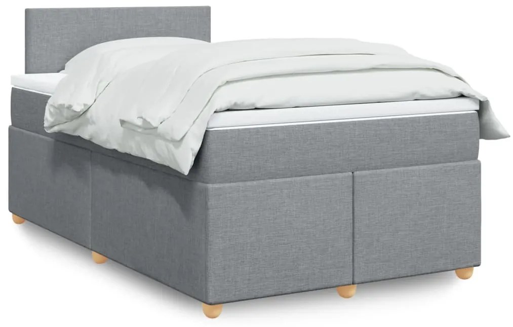 Box spring postel s matrací světle šedá 120x190 cm textil
