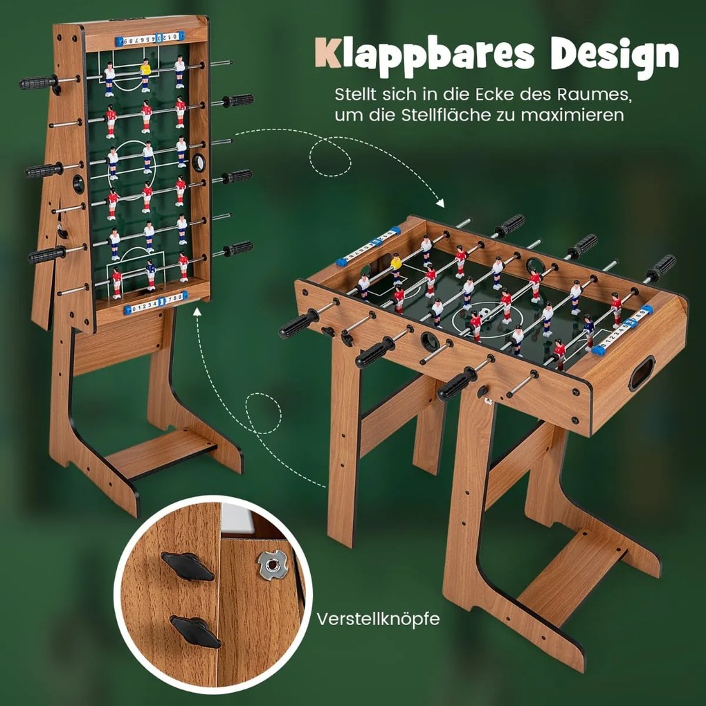 Costway Foosballový stůl Prostorově úsporný s robustní – 33 × 36 × 109 cm