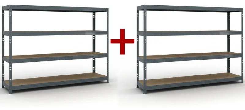 Policový regál 1+1 ZDARMA, 1853x2400x600 mm, nosnost 450 kg