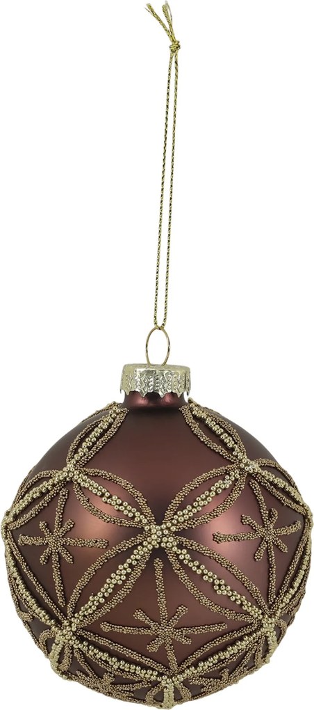 Mocca vánoční skleněná ozdoba koule se vzorem Chic Antique – Ø 8 cm