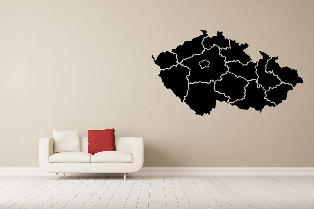 Lepy.cz Samolepka na zeď Česko - mapa Velikost (šířka x výška): 208x119cm, Barevná varianta: Černá