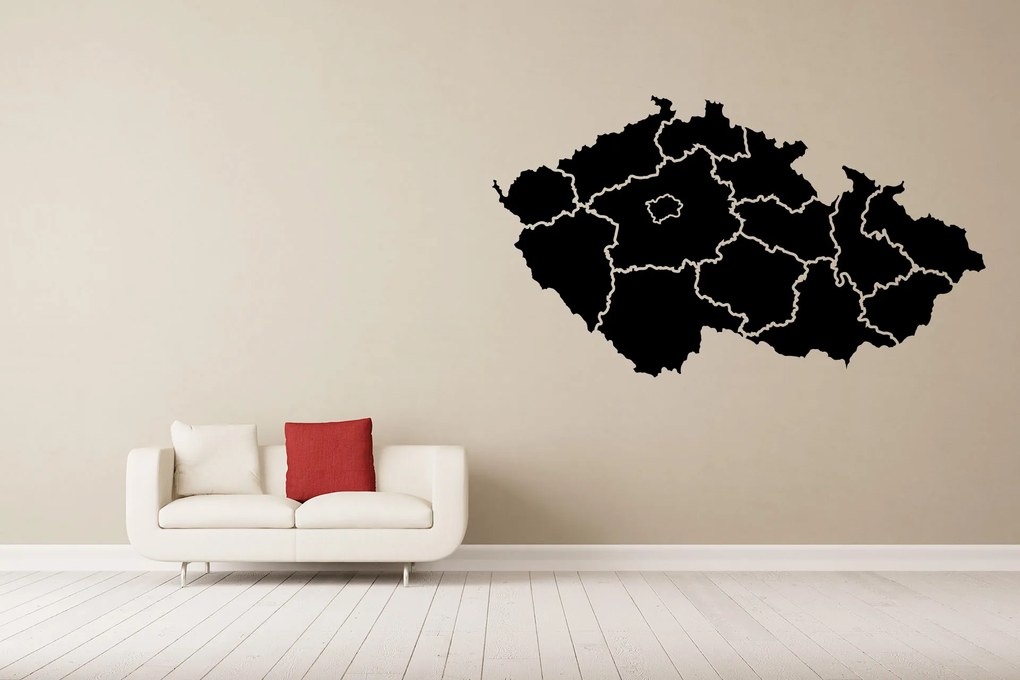 Lepy.cz Samolepka na zeď Česko - mapa Velikost (šířka x výška): 208x119cm, Barevná varianta: Černá