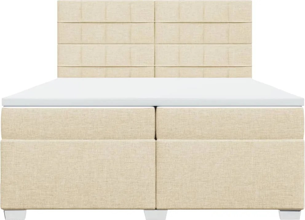Box spring postel s matrací krémová 200x200 cm textil 3290600