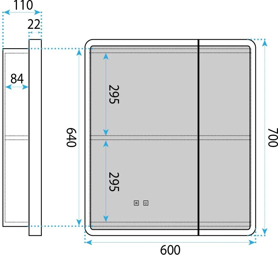 Rea Rea, LED zrcadlová skříňka s osvětlením 60x70 cm, plast, M1011-60, bílá-šedá, REA-M0100