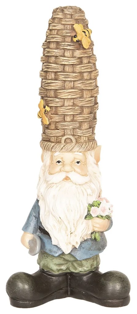 Dekorativní soška trpaslíka s košíkem a včelkami - 13*9*31 cm