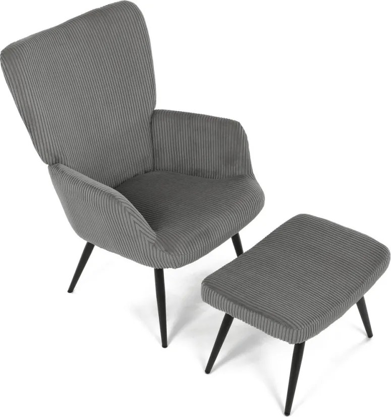 Relaxační křeslo AK-L7285 GREY6, manšestrová látka, šedá (70 x 81) cm