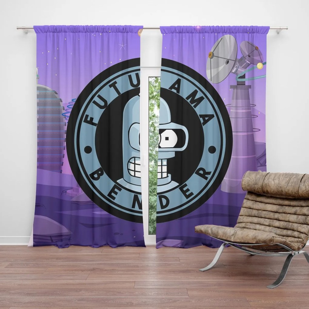 Sablio Závěs Futurama Bender Planeta s vysílači: 2ks 140x250cm