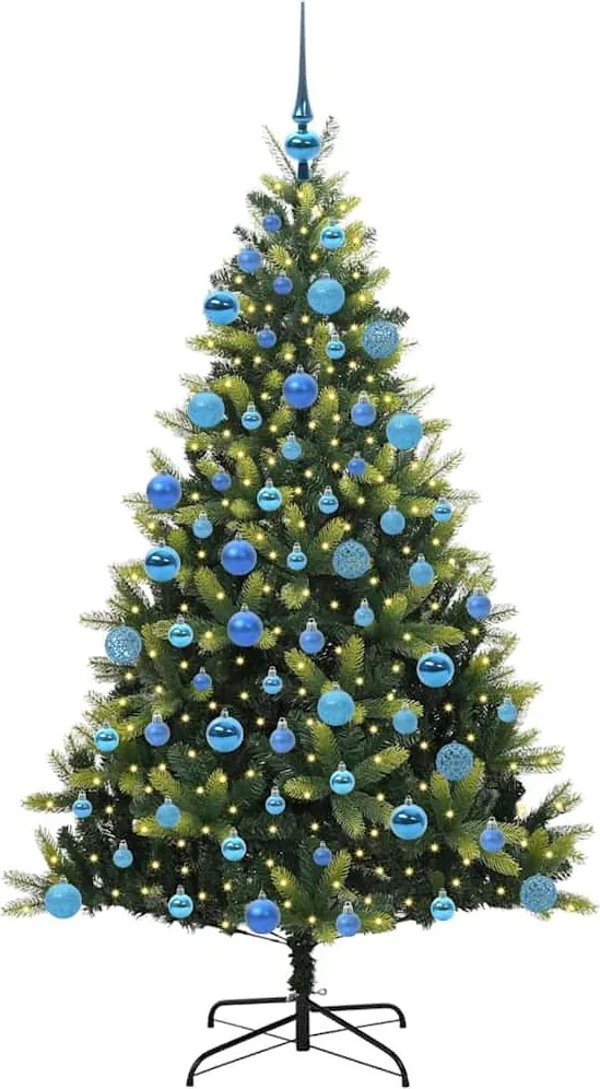Umělý skládací vánoční stromeček 300 LED Zelená 180 cm PVC a PE 3395998