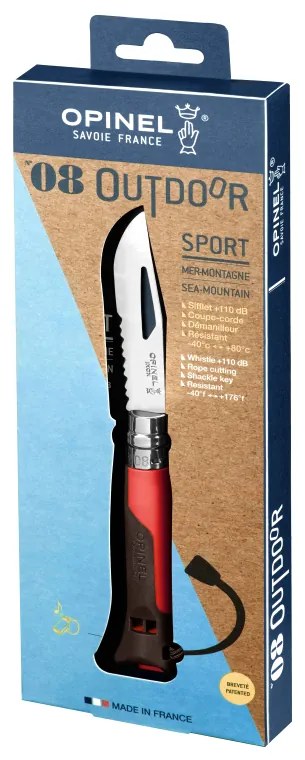 Opinel Outdoor N°08 zavírací nůž 8,5 cm, červená, 001714