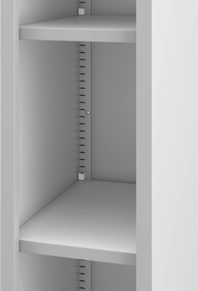 Úzký kovový regál, archivační na dokumenty šedý: TIM 250 x 1850 x 450 mm