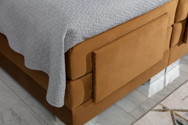 Kontinentální postel CARLINO boxspring s elektrickým polohováním 200x180, zelená (kronos 19)