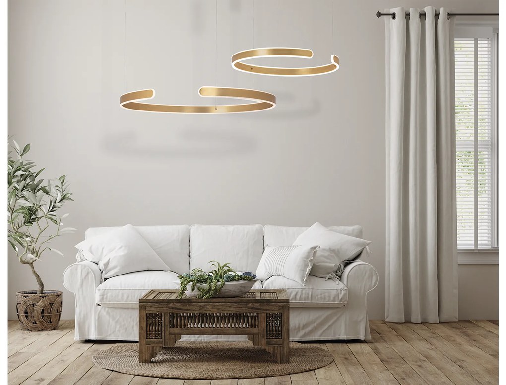 Zambelis 2010 závěsné LED stmívatelné svítidlo zlaté, 30W, 3000K, ø60cm