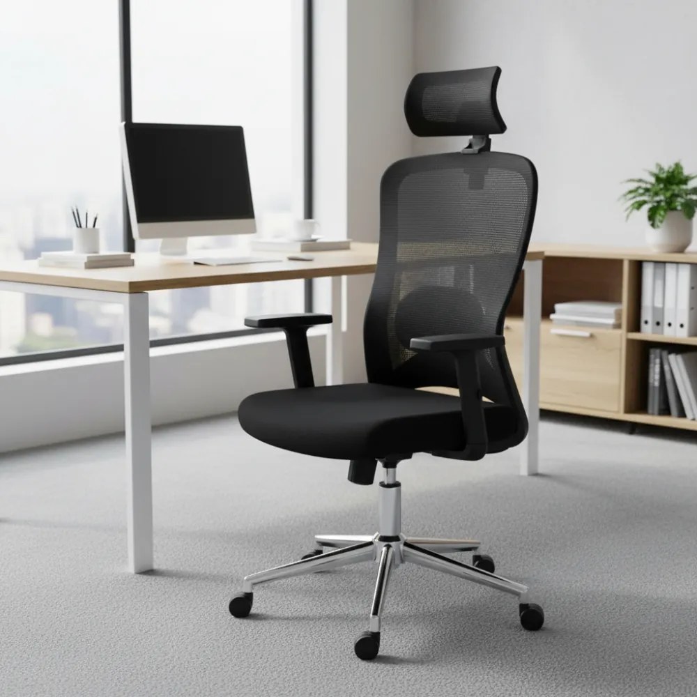 Kancelářská ergonomická židle Neoseat ZENA — síť / látka, černá, nosnost 150 kg