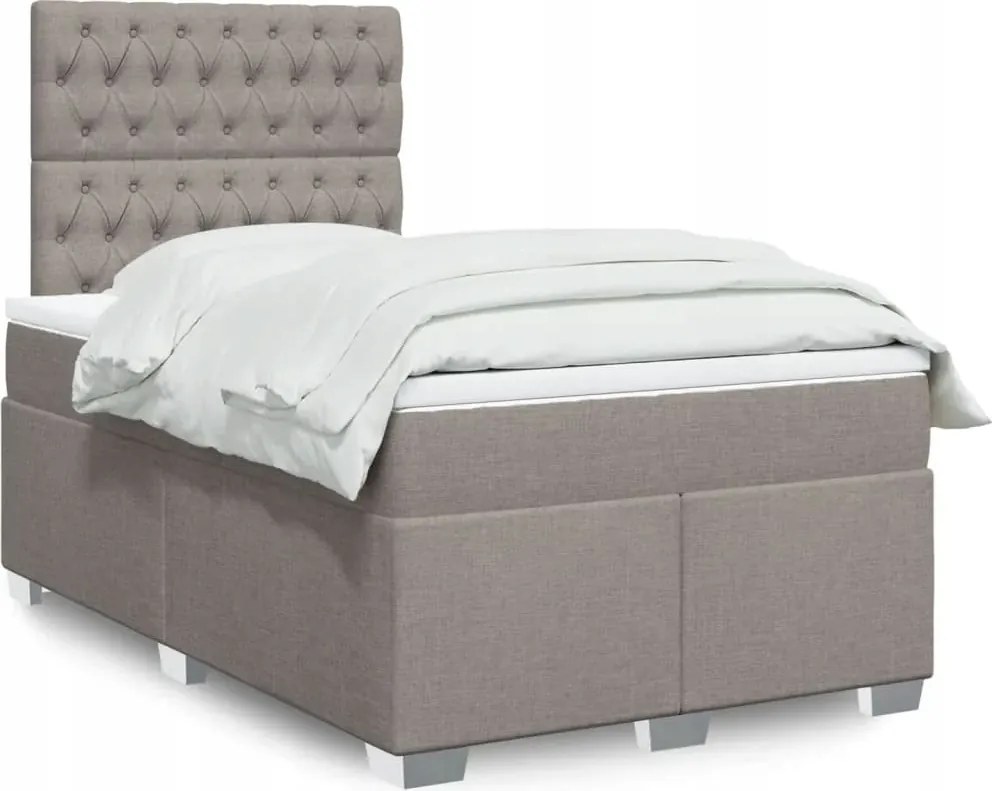Box Spring Postel S Matrací Textil Taupe Prošívaný design 120 x 190 cm