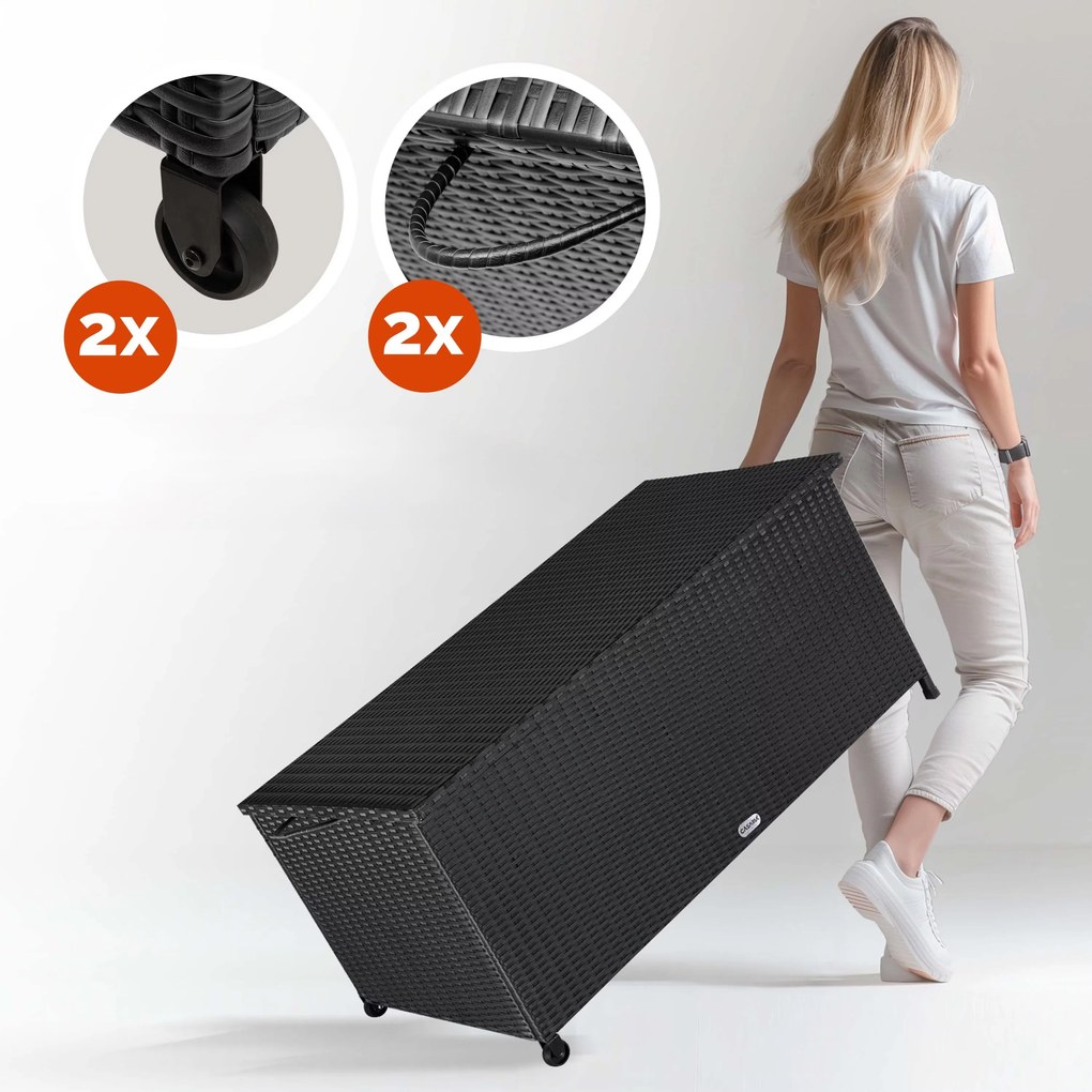 Deuba Úložný box s kolečky 370 L - černý