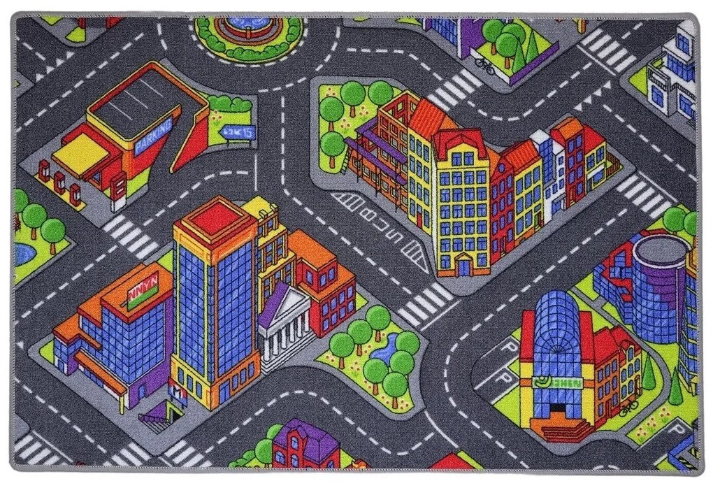 Associated Weavers koberce DOPRODEJ: 95x133 cm Dětský kusový koberec silnice Big City - 95x133 cm