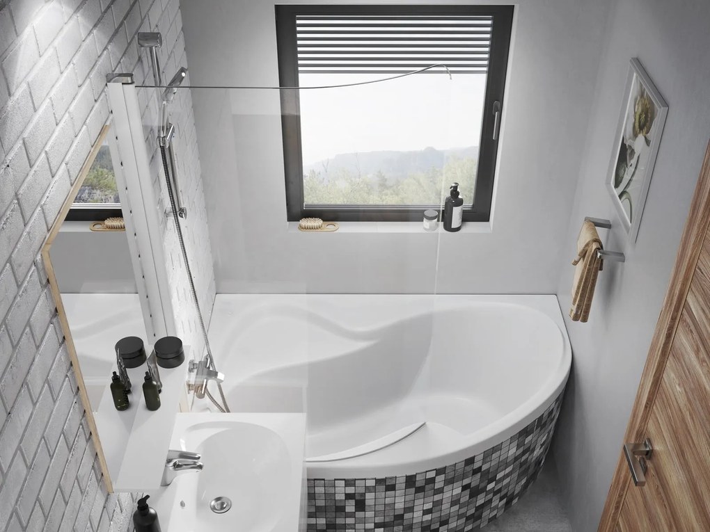 Ravak CVSK1 ROSA 160/170 L 7QLS0100Y1 vanová zástěna bílá+transparent