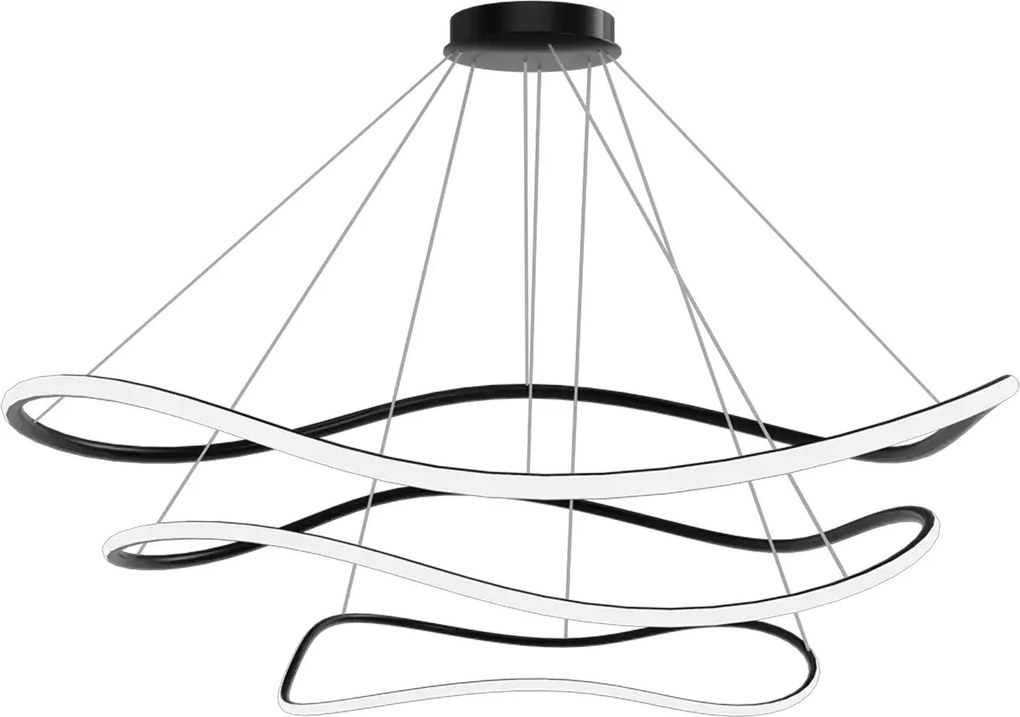 Toolight Toolight, LED závěsná lampa 40/60/80cm, 82W, 3000K, LHJ016-CP3, černá matná, OSW-50006