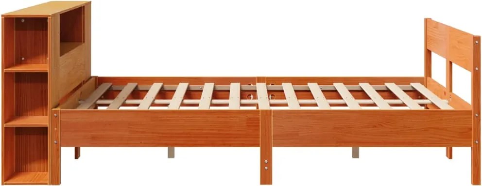 Postel s knihovnou bez matrace 135 x 190 cm masivní borovice 3322959
