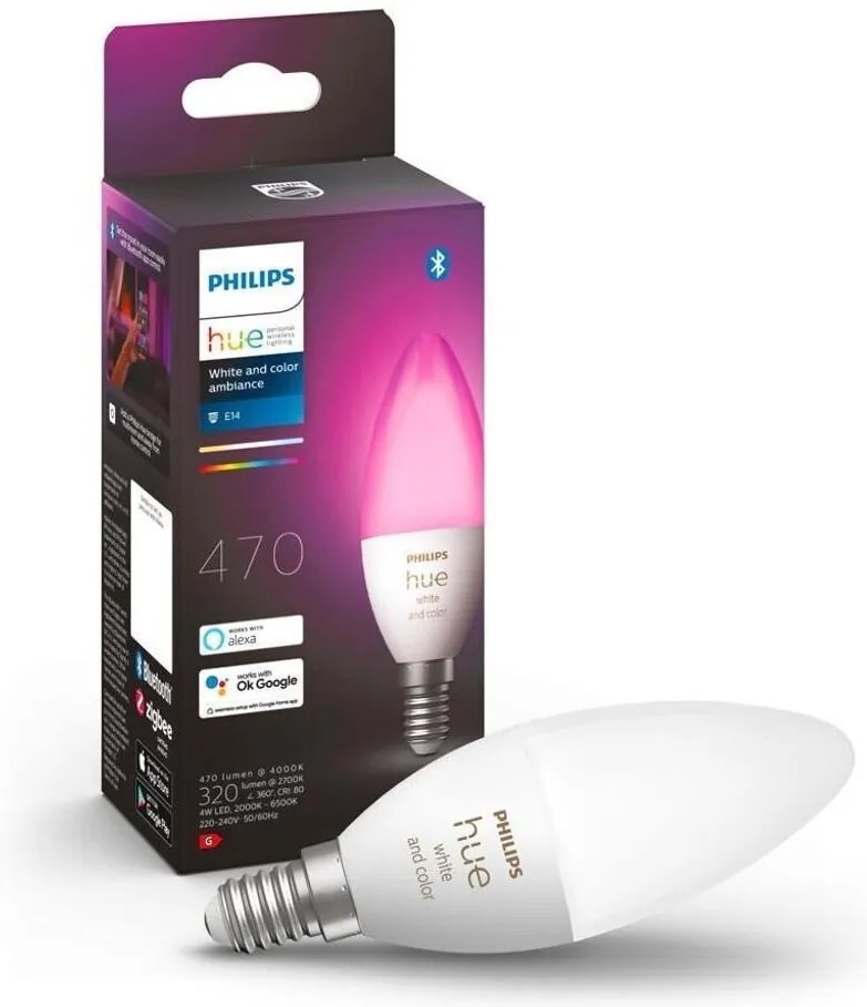 Led žárovka philips hue white and color ambiance 4w e14