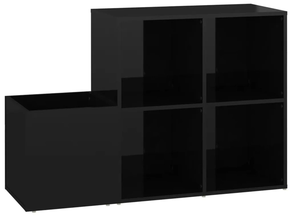 Botník do předsíně černý vysoký lesk 105x35,5x70 cm dřevotříska - Default Title