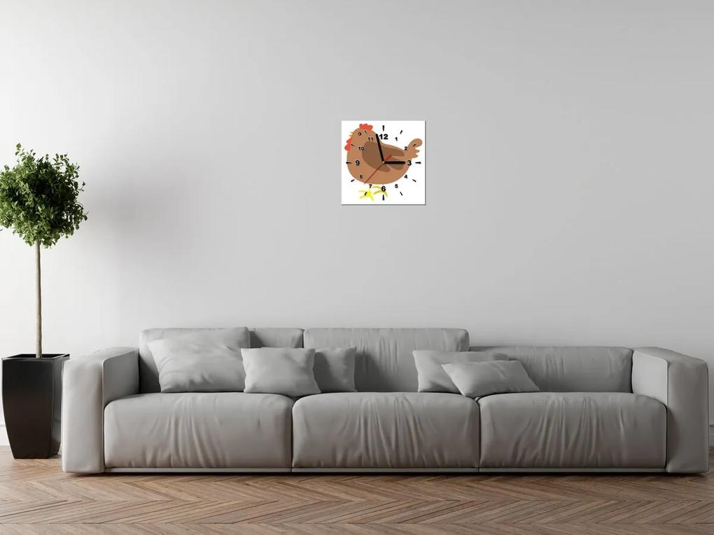 Gario Obraz s hodinami Hnědá slepička Rozměry: 30 x 30 cm