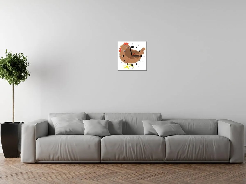 Gario Obraz s hodinami Hnědá slepička Rozměry: 40 x 40 cm