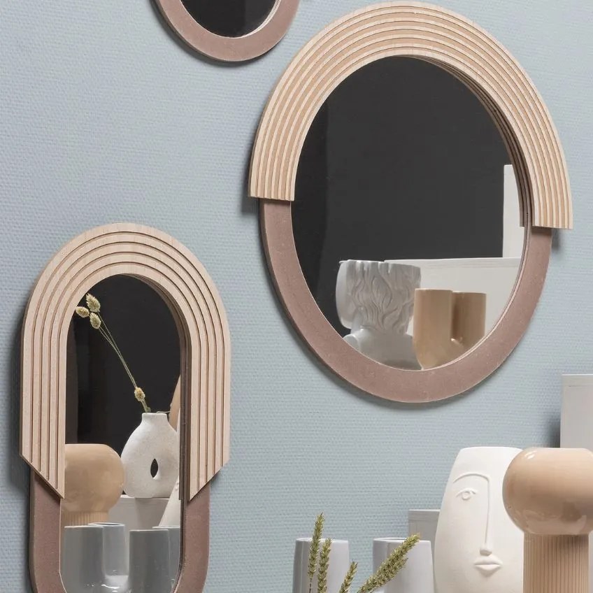 OnaDnes -20% Hoorns Dřevěné kulaté nástěnné zrcadlo Zebina 29 cm