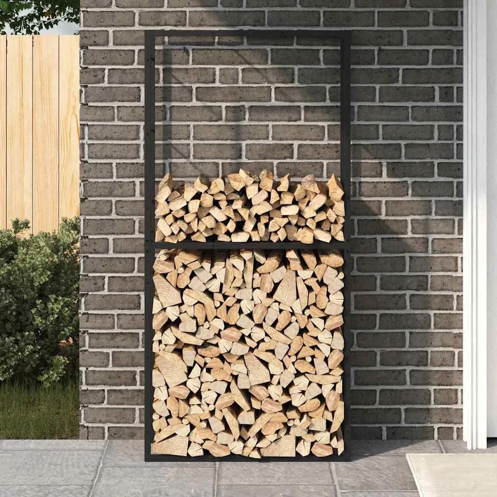 vidaXL Stojan na palivové dřevo černý 100x30x209 cm ocel [4018469]