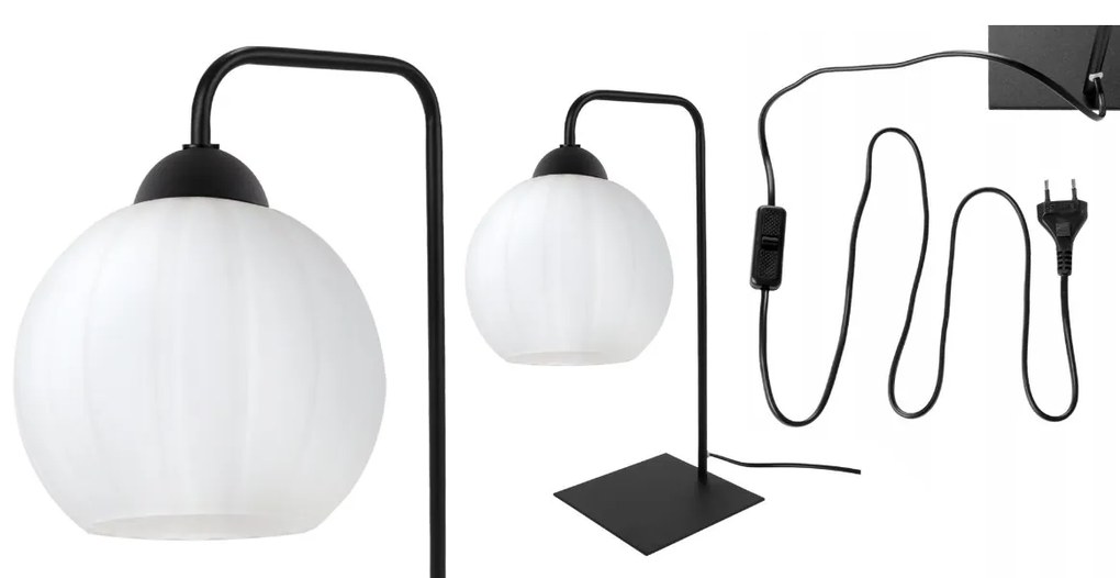 Stolní lampa Costa, 1x bílé skleněné stínítko, b