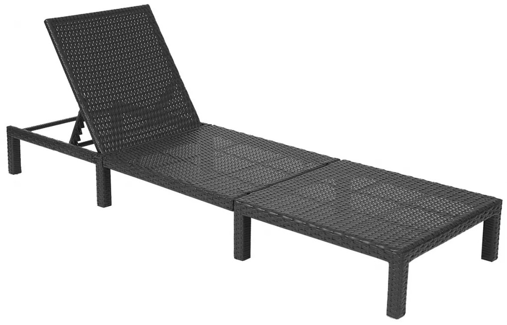 Zahradní lehátko HWC-A51 - krémové polštáře premium 10cm - antracit