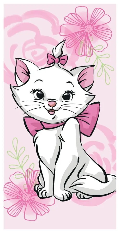 Růžová bavlněná dětská osuška 70x140 cm Marie Cat – Jerry Fabrics
