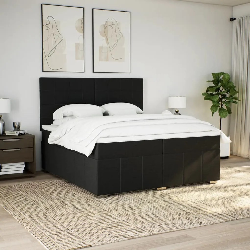 Box spring postel s matrací černá 200x200 cm textil 3294077