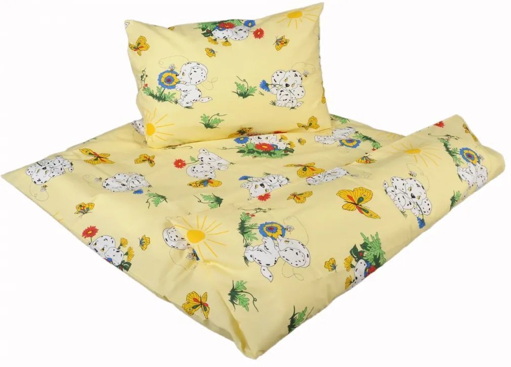 Čas na spaní Dětské bavlněné povlečení Pejsek žlutý Rozměr: 140x200 + 70x90