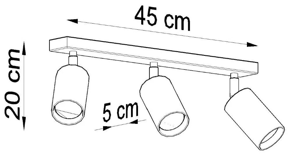 Bodové svítidlo Berg, 3x dřevěné stínítko, (možnost polohování)