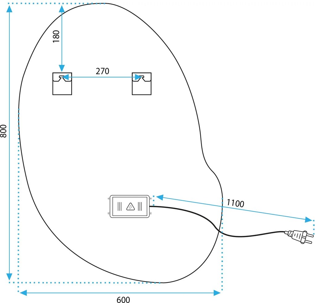Tutumi Rea, asymetrické LED zrcadlo 80x60cm CLOUD C P11230, HOM-05504