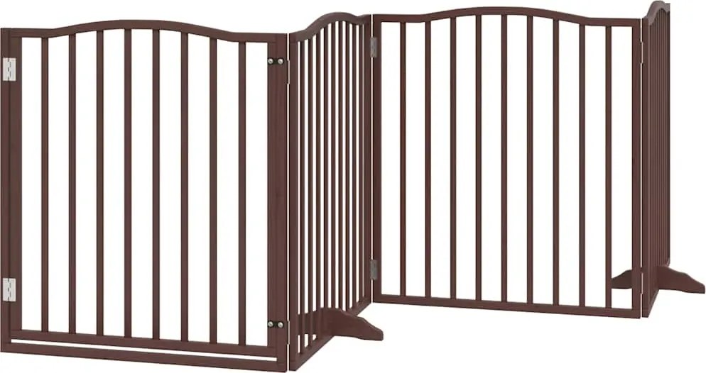 Zábrana pro psy s dvířky skládací 6 panelů hnědá 480 cm topol 3155637