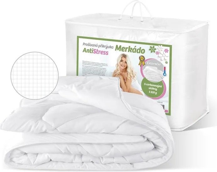 Bellatex Přikrývka Merkado AntiStress, celoroční , 220x200, 1320 g Bílá 220x200 cm