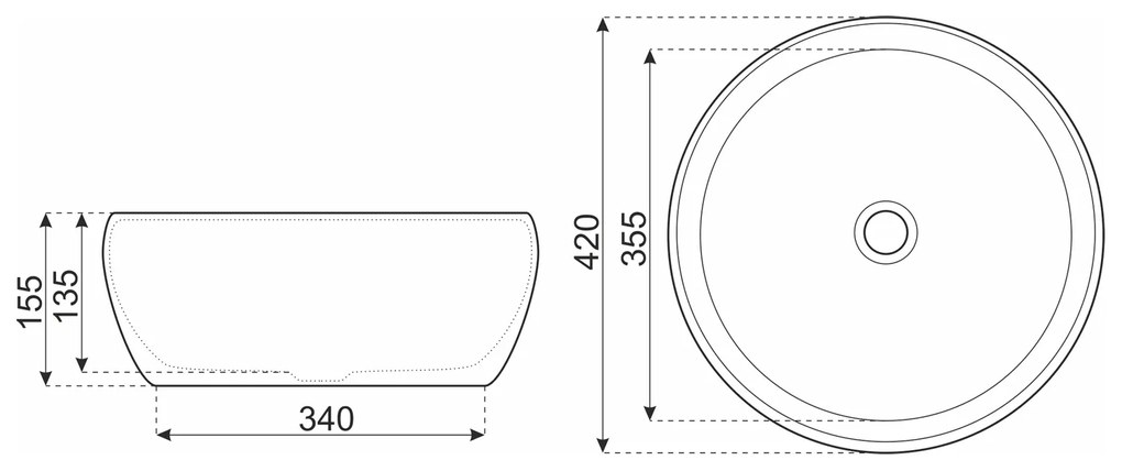 Novoterm Keramické umyvadlo na desku NV-KR-124 chrom/bronz