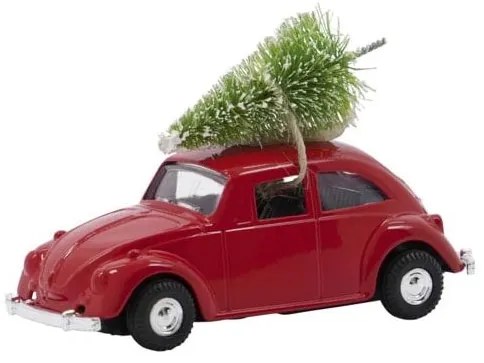 House Doctor Vánoční autíčko Mini Xmas Car Red, červená barva, kov