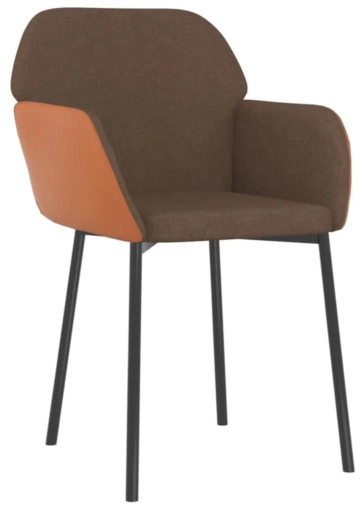 Jídelní židle 2 ks hnědé textil a umělá kůže - Default Title
