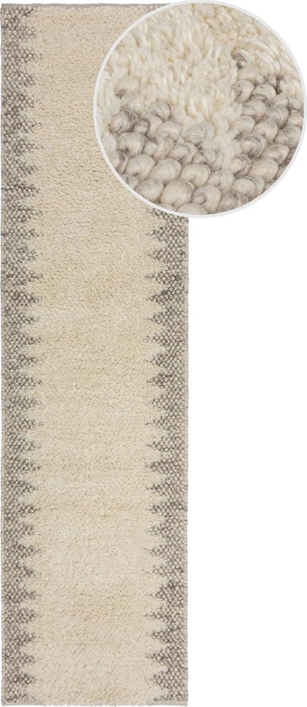 Flair Rugs, Ručně tkaný běhoun Minerals Border Natural, 60x230, béžová, chodba / předsíň